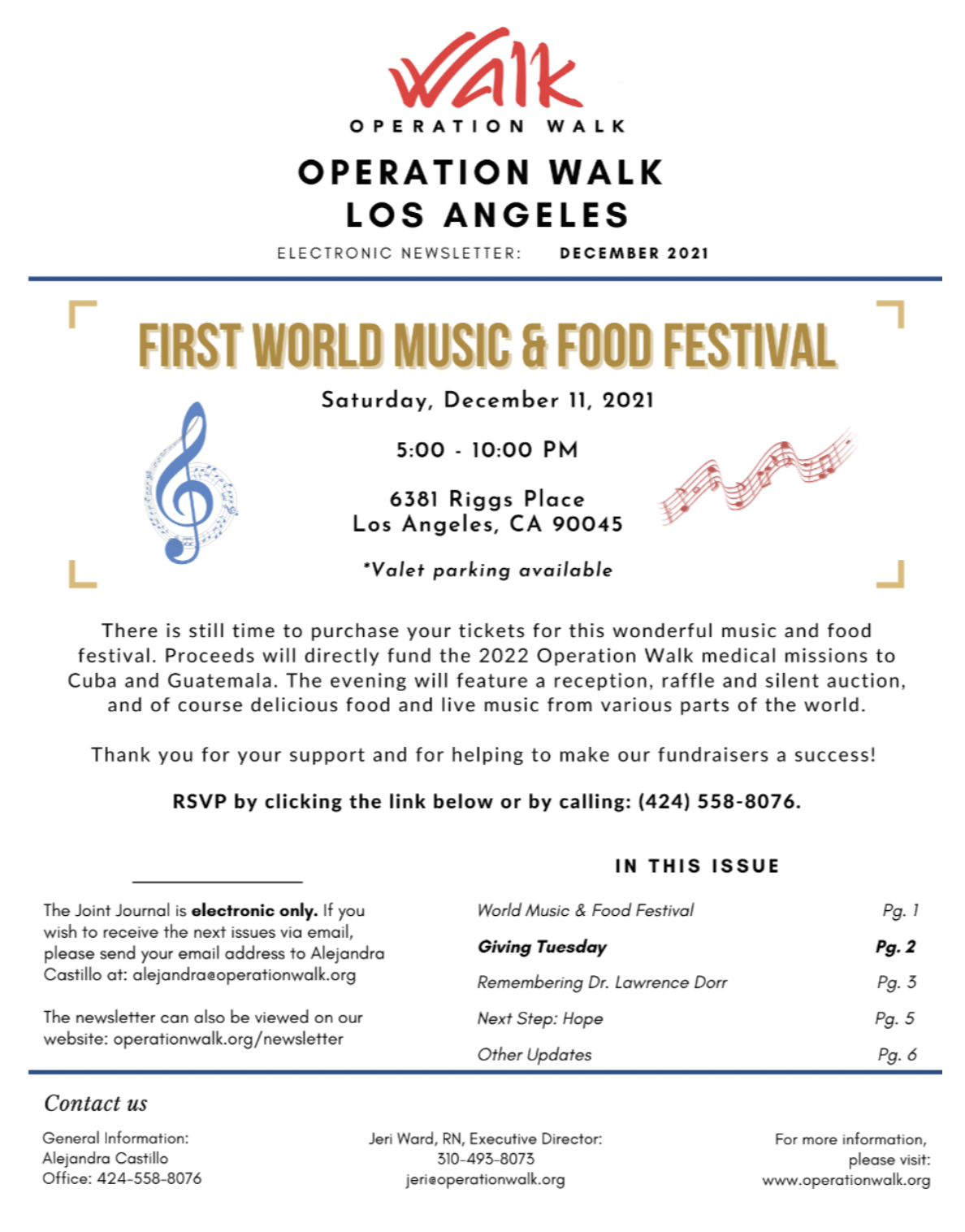 Newsletter - Operation Walk